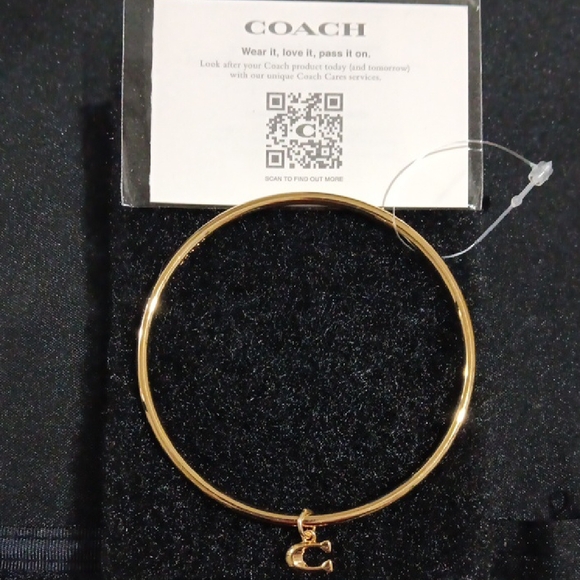 Coach | Jewelry | Coach Embossed Gold Banglebracelet W C Charm Dust Bag ...